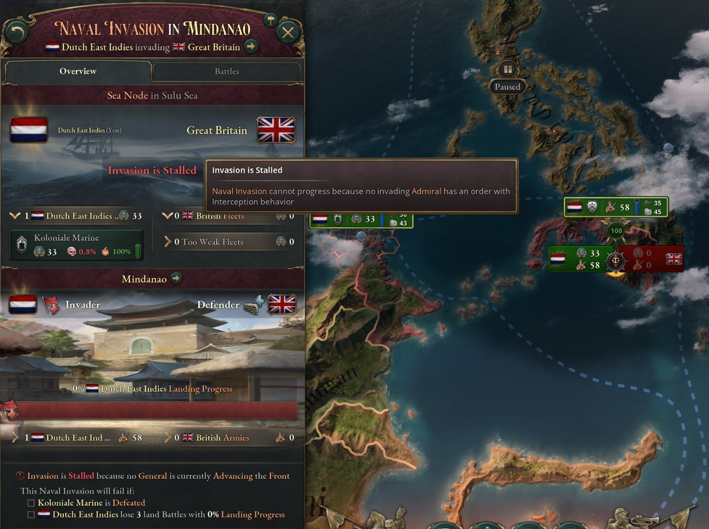 Invasion stalled with misleading message | Paradox Interactive Forums